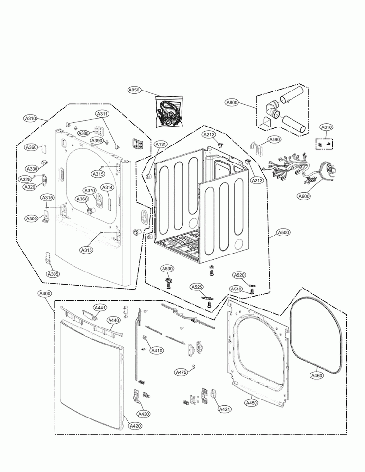 LG ADC74908001 Dryer Door Assembly - ApplianceParts4All.com