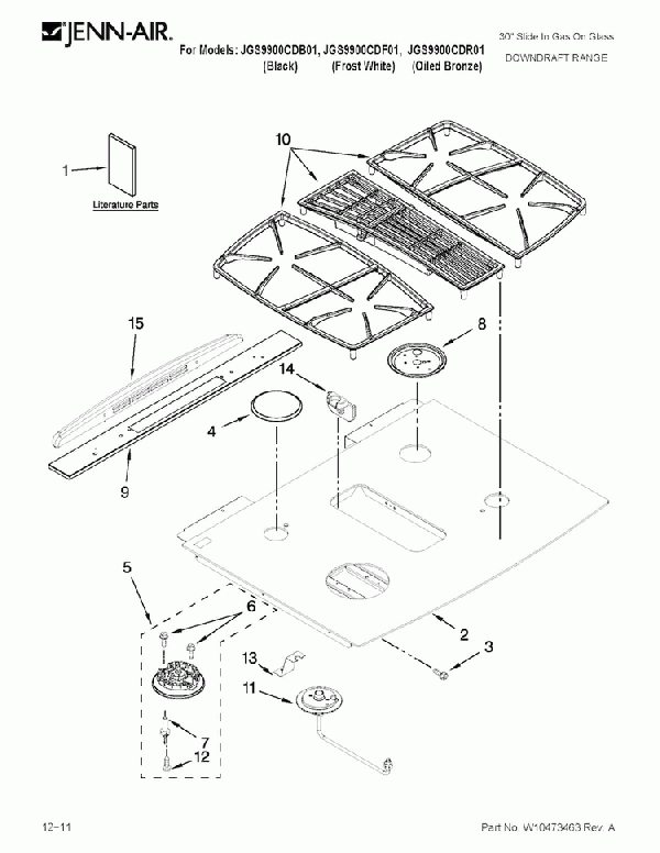 Whirlpool W10235815 Range/Stove/Oven Glass Main Top, Frosty ...