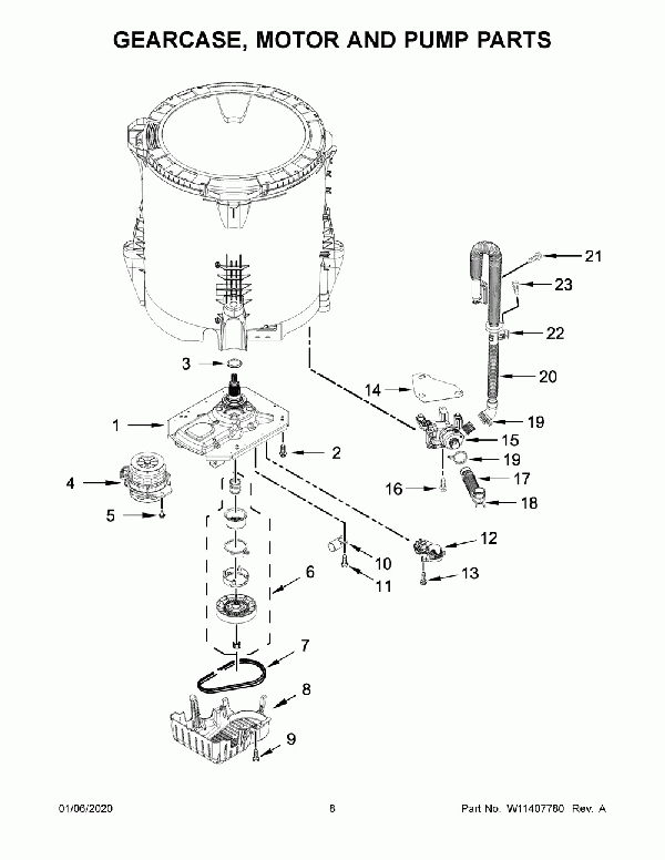 Whirlpool W11449840 Transmission Gearcase - ApplianceParts4All.com